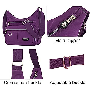 JiaYou Women Nylon Croosbody Bag Casual Hobo Bag fit for Shooping Travel(Purple,6 Liters)