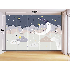 Dslbz Star Moon Nursery Children's Room Wall Mural Wallpaper for Bedroom 98" x 71"(W x H)