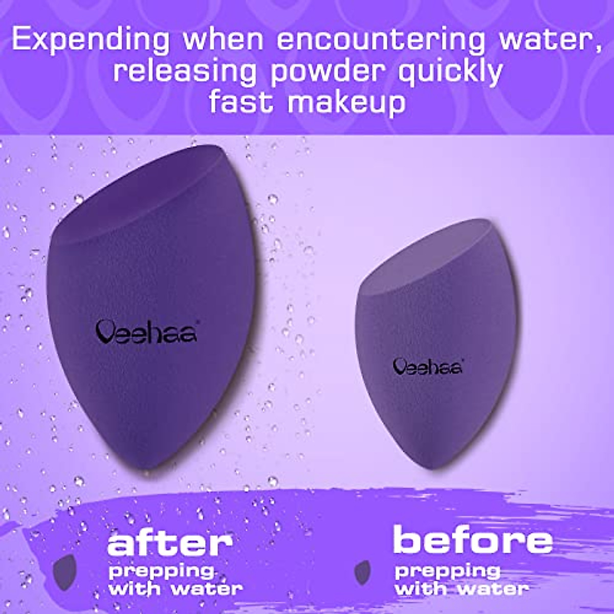 Veehaa 2PCS Makeup Sponge Set, Latex Free Makeup Blender for foundation, Makeup Sponges egg shaped, Makeup Sponges for all areas