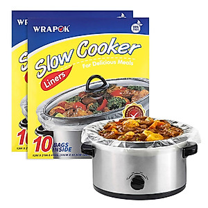 Slow Cooker Liners, 13 x 21 inch Disposable Cooking Bag, Easy to Clean Plastic Bag,BPA Free 2 Pack(20 Bags)