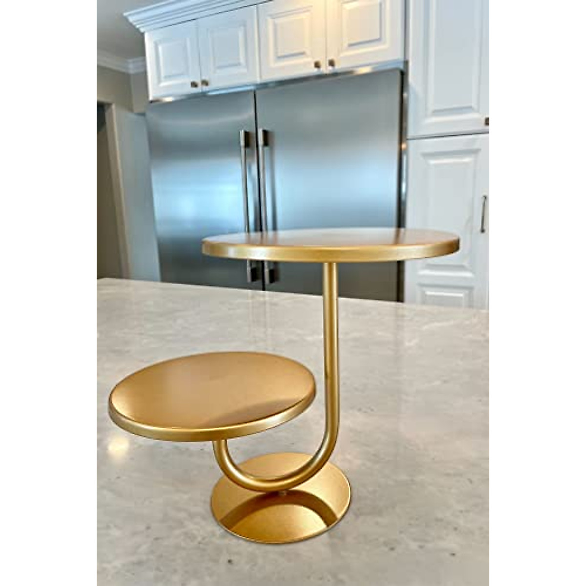 Gemmell Design Gold Cake Stand, Decorative Cake Holder, 2 Tier Gold Cake Stand, Cupcake Holder, Cake Stand Tiered Tray, Dessert Display Plate for Baby Shower, Birthday, Wedding (VM-01)