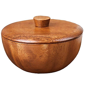 Wood Bowl Nut Bowls Wooden Serving Bowl With Lid Natural Wood Kids Rice Bowl Salad Noddle Soup Dish Food Container Seasoning Holder For Home Kitchen Pepper Box Japanese Wooden Bowl