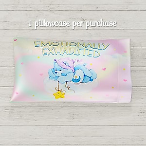 Care Bears Classic Retro Beauty Silky Satin Standard Pillowcase Cover 20x30 for Hair and Skin, (Official Licensed Product) by Franco Collectibles
