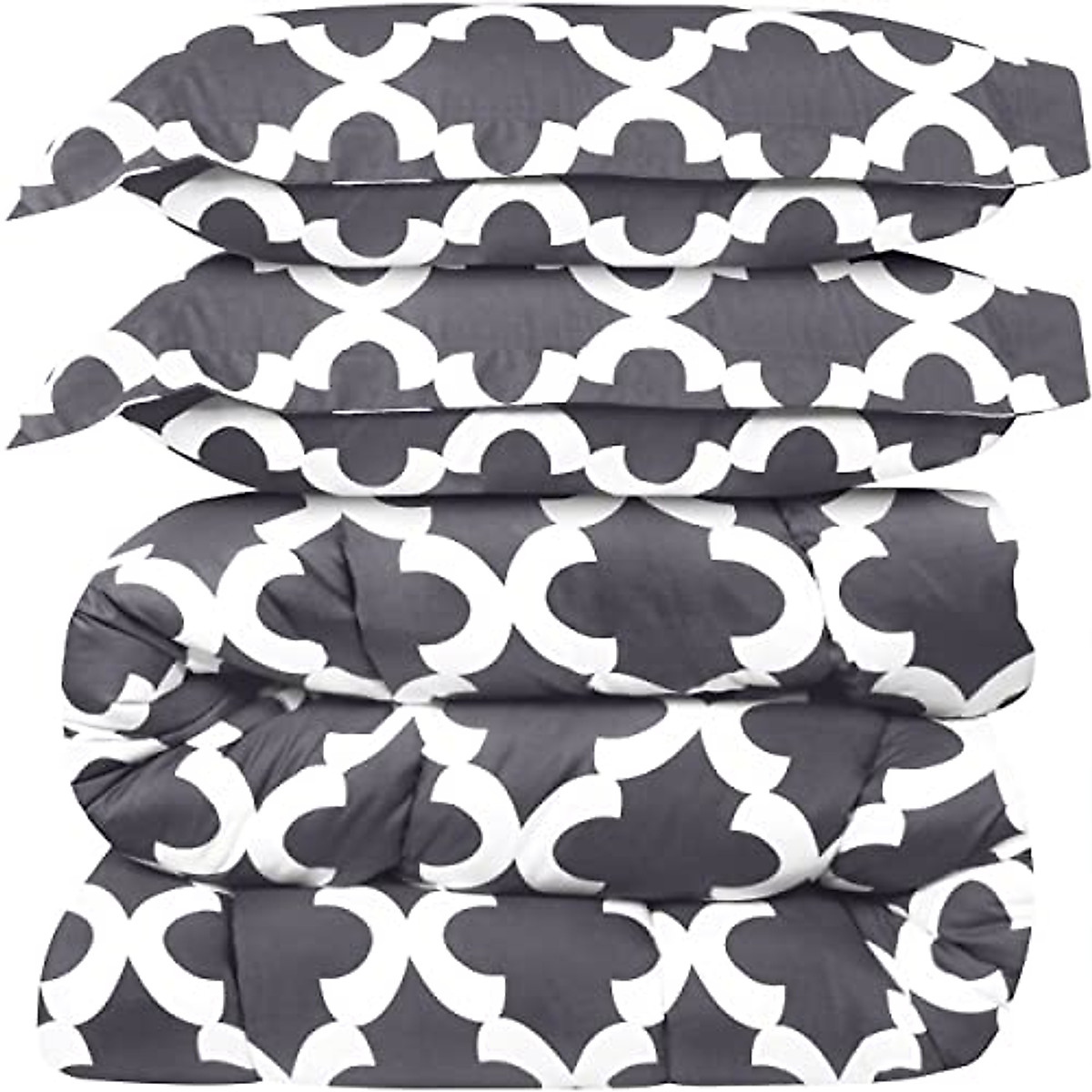 Utopia Bedding - Comforter Bedding Set with 2 Pillow Shams - Bedding Comforter Sets - Down Alternative Comforter - Soft and Comfortable - Machine Washable, Quatrefoil Gray, Queen