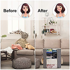 Qozary 3 Pack Large Storage Bags for Comforters, Blankets, Clothes, Quilts and Towels, Better and Sturdy Under Bed Organizer Bag for Closets, Bedrooms (Gray, Extra Large - 122L - 20.47x 16.53x 22")