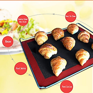 Esanvil Silicone Baking Mat（2 Piece-Set）Non-Stick Oven Liner Perforated Steaming Mesh Pad Food Safe Baking Sheets For Macaron/Pastry/Cookie/Pizza/Bun/Bread Making