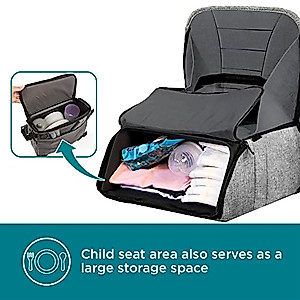 Contours Explore 2-in-1 Baby Booster Seat and Backpack Diaper Bag, Booster Seat for Dining Table, Foldable and Portable Baby Seat, Baby to Toddler Booster Chair - Gray