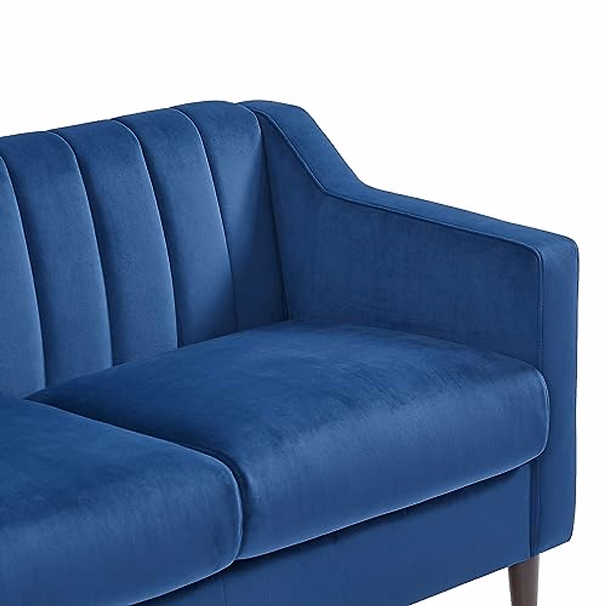 KNAMOTL Mid Century 3 Seats Velvet Chesterfield Sofa Couch with Storage Side Pocket, Upholstered Tufted Comfortable Sofa with Armrest for Bedroom Apartment Home Office, Space-Saving (Blue)