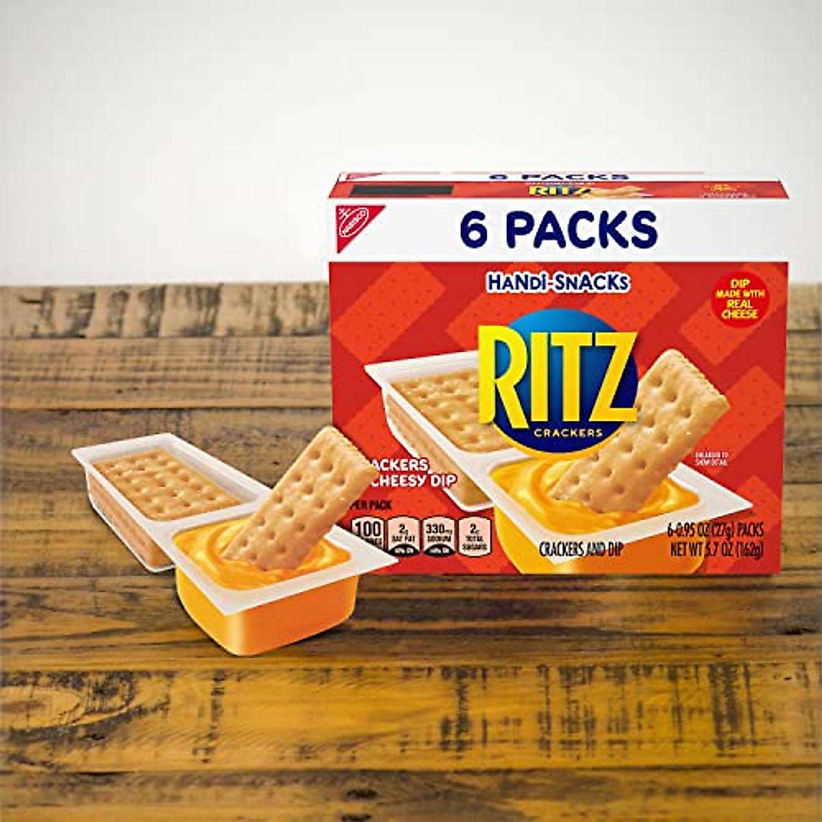 Handi-Snacks RITZ Crackers 'N Cheesy Dip Snack Packs, 12 Boxes of 6 Snack Packs (72 Total Packs)