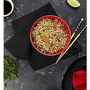 KooK Ceramic Japanese Noodle Bowl Set, Large Capacity, For Ramen, Udon, Soba, Pho and Soup, Microwave and Dishwasher Safe, 34 oz, Set of 4 (Black/Red)