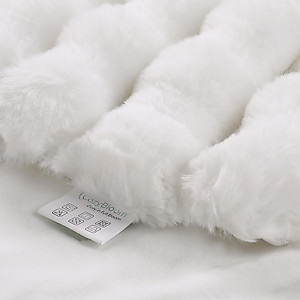CozyBloom Luxury Soft Faux Fur Throw Blanket for Couch, Decorative Cozy Plush Long Shaggy Fluffy Solid Comfy Fleece Furry Reversible Thick Warm Blanket for Winter, Washable, White