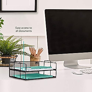 Mindspace 2 Tier Stackable Letter Tray Desk Organizer | Stackable Paper Tray Organizer | The Mesh Collection, Black