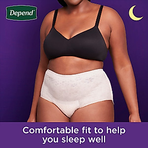 Depend Night Defense Adult Incontinence & Postpartum Bladder Leak Underwear for Women, Disposable, Overnight, Extra-Extra-Large, Blush, 40 Count (4 Packs of 10), Packaging May Vary