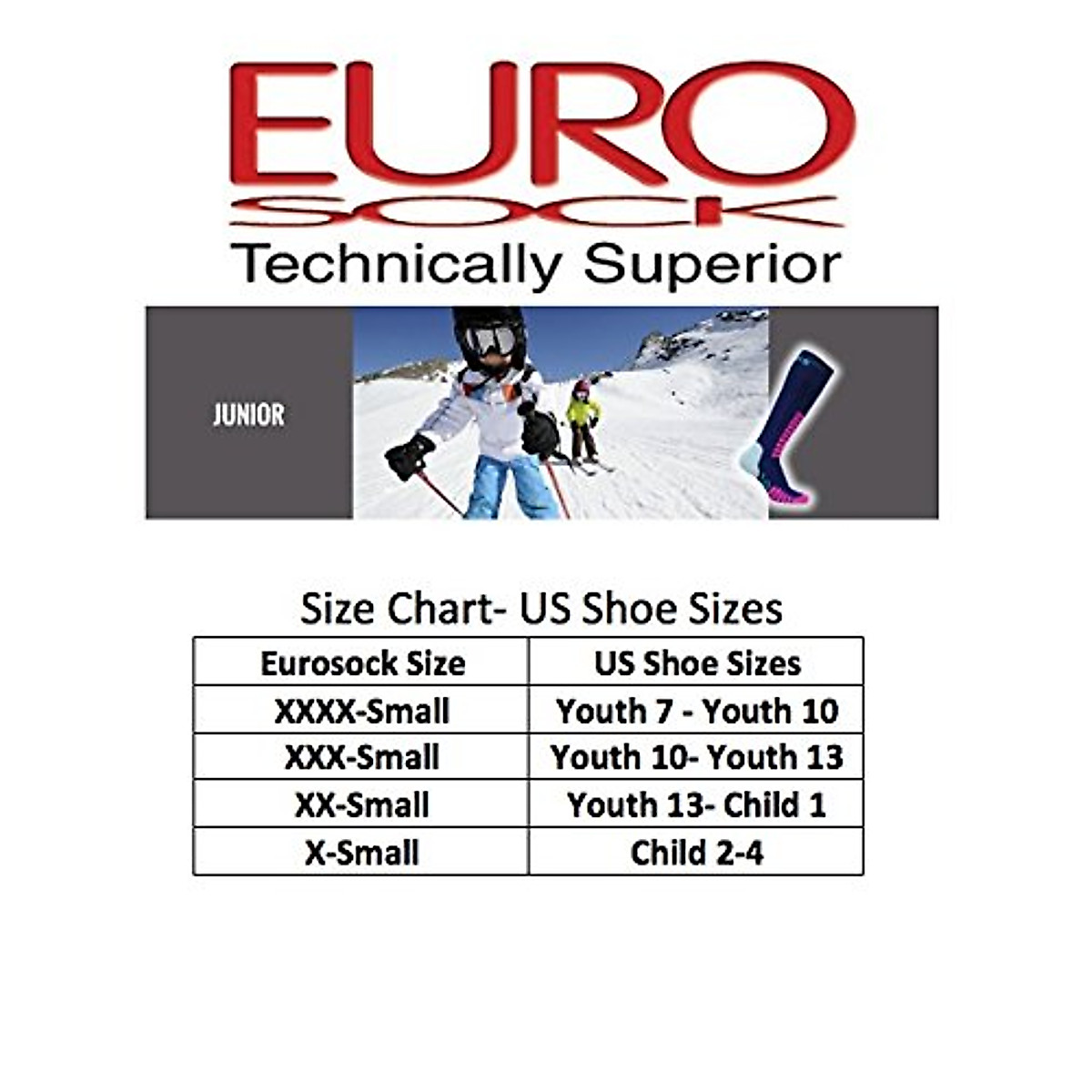 Eurosock Junior Supreme Socks, Black, X-Small