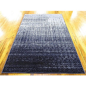 Unique Loom Del Mar Collection Area Rug-Transitional Inspired with Modern Contemporary Design, Rectangular 5' 1" x 8' 0", Blue/Navy Blue