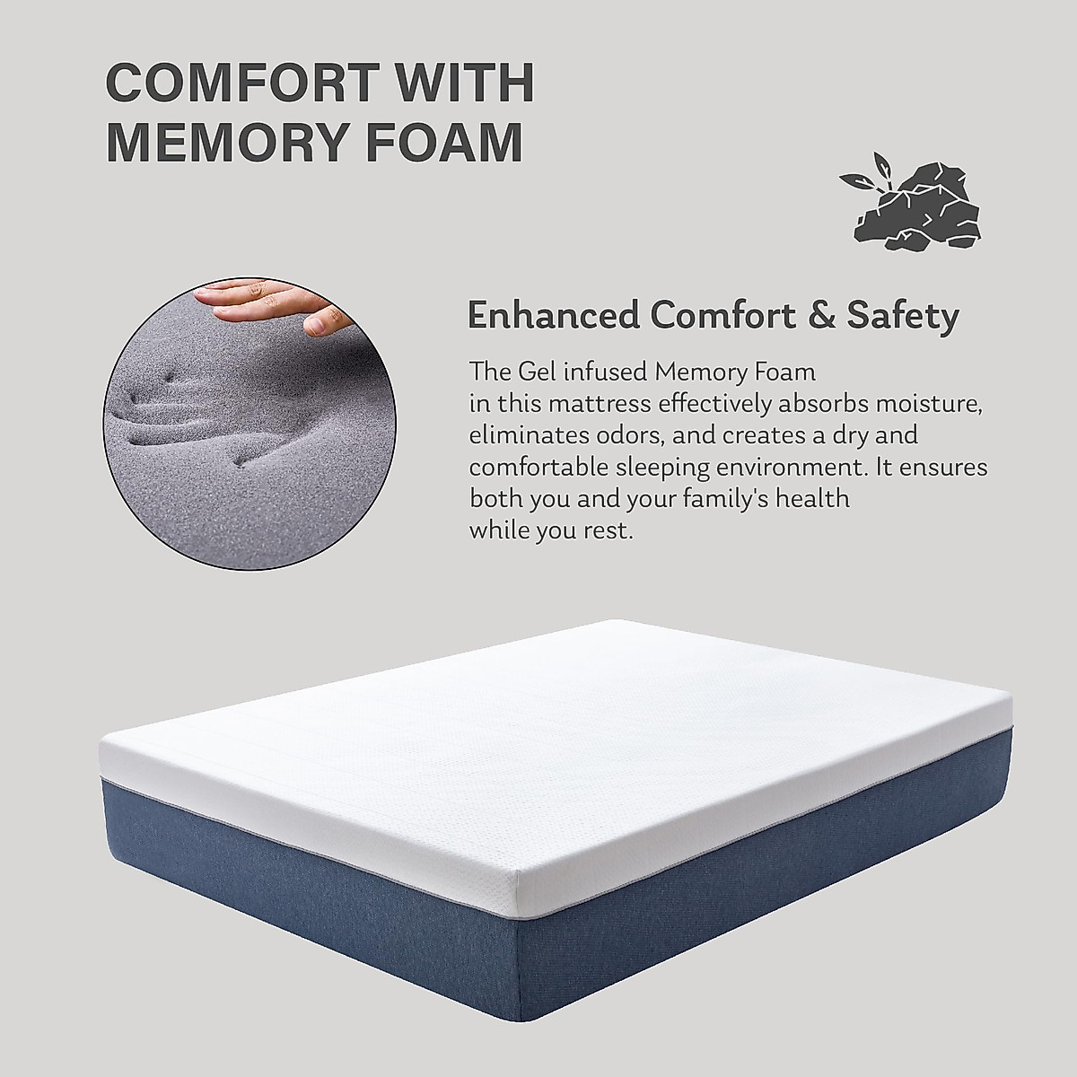 14 Inch California King Memory Foam Mattress, Gel Cooling Mattress Bed in a Box, Fiberglass Free Mattress Medium Firm Mattress, CertiPUR-US Certified, 72”x84”x14”, White