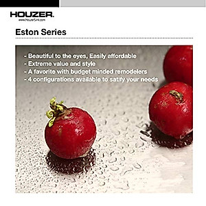 HOUZER ED-3108-1 Elite Series Undermount Stainless Steel 50/50 Double Bowl Kitchen Sink, Satin