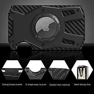 Mvgges Airtag Wallet(No Airtag), Slim Minimalist Wallet with Airtag Holder,Carbon Fiber RFID Blocking Wallet, Airtag Case,Smart Wallet for Men
