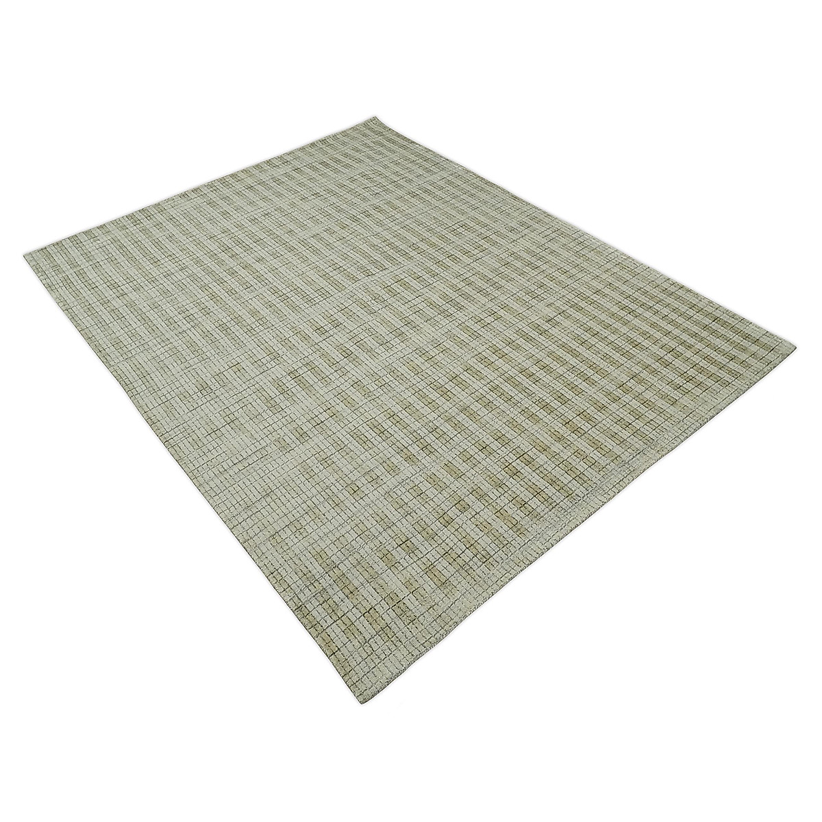 Artisan's Arc Checkered Scandinavian Hand Made Blended Wool Flatwoven Area Rug, Camel, Beige and Gray, 8x10 | KE16810