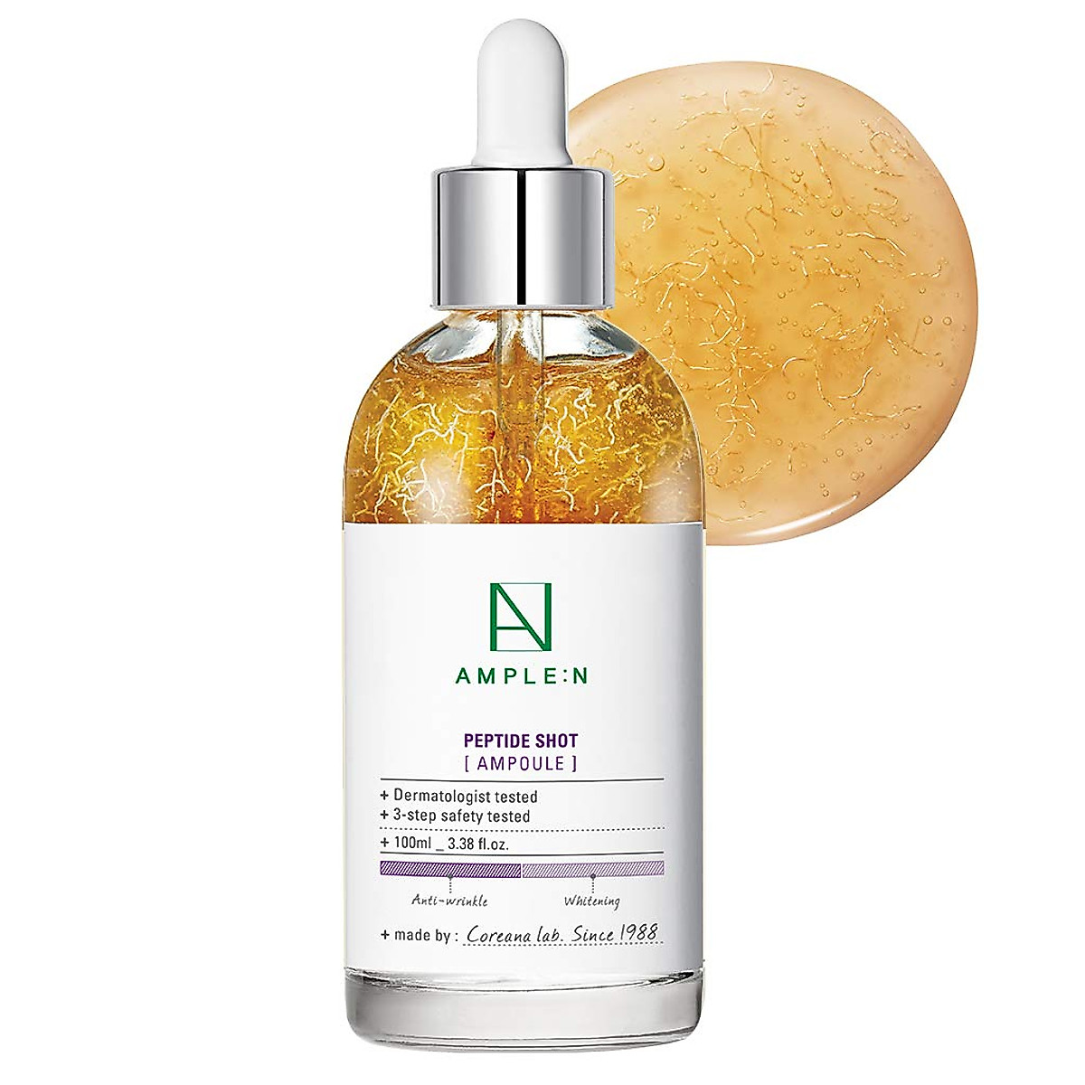 CORÉANA AMPLE:N Peptide Shot Serum - Anti-Aging Face Serum with Peptide Threads to Minimize Wrinkles and Improve Firmness - Peptide Serum to Lift Sagging Skin - Visibly Plump, 3.38 fl. oz.