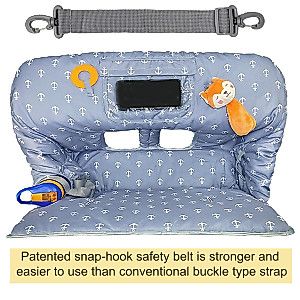 Shopping Cart Cover for Baby Grocery Cart Cover for Baby boy and Baby Girl, High Chair Cover for Baby and Toddler, Baby Registry Gift - Waterproof - Extra Large - Cotton - Double Sided (Blue)