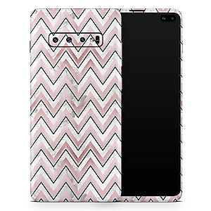 DesignSkinz Karamfila Marble & Rose Gold Chevron v14 Protective Vinyl Decal Wrap Skin Cover Compatible with The Samsung Galaxy S20 (Screen Trim & Back Glass Skin)