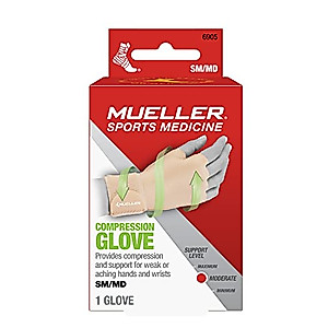 MUELLER Sports Medicine Arthritis Compression Glove, Hand and Wrist Support, Fits Right or Left Hand, For Men and Women, Beige, Small/Medium