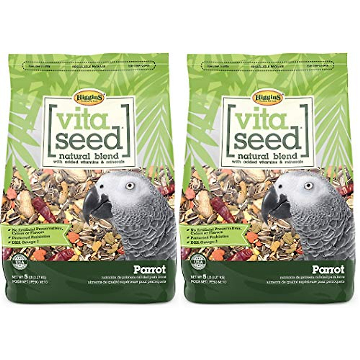 Higgins 2 Pack of Vita Seed Natural Blend Parrot Food, 5 Pounds Each