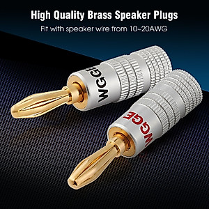 WGGE WG-009 Banana Plugs Audio Jack Connector 12 Pairs / 24 pcs, 24k Gold Dual Screw Lock Speaker Connector for Speaker Wire, Wall Plate, Home Theater, Audio/Video Receiver and Sound Systems…