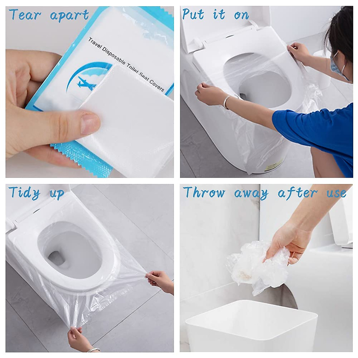 100 Pack Disposable Plastic Toilet Seat Covers,Waterproof Portable Travel Toilet Seat Covers,Toilet Seat Protectors for Toddler Potty Training,Pregnant Mom,Independent Package