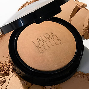 LAURA GELLER NEW YORK Baked Double Take Powder Foundation - Porcelain - Buildable Medium to Full Coverage - Matte Finish