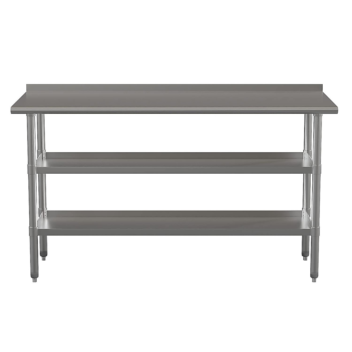 Flash Furniture Randolph Stainless Steel 18 Gauge Work Table with 1.5" Backsplash and 2 Undershelves - 60"W x 24"D x 36"H, NSF