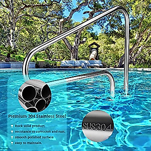 Sturdy Pool Safety Handrails Pool Handrails Swimming Pool Handrails Easy-to-Install Handrails 304 Stainless Steel Reinforced Base Spas Stair Handrails for Garden Backyard Pools