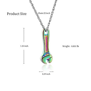 shajwo Cremation Jewelry Urn Necklaces for Human Pet Ashes Locket Pendant Wrench Memorial Keepsake Jewelry for Men Women,Rainbow
