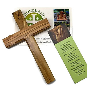 Olive Wood Wall Cross from Bethlehem, Wall Hanging Wooden Cross, confirmation cross gift, Baptism Gifts, Holy Wall cross, Hand Made religious décor Cross From the Holy Land (Medium Cross 6.2" x 4.2")