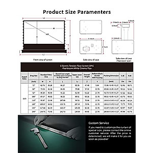 VIVIDSTORM Since 2004-Projector Screen,Pearlescent Cinema White Plus Screen,Black Housing Motorized Floor-Rising Projection Screen,VSDSTZW72H