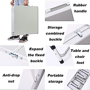 Outdoor Table and Chair Set Camping Aluminum Alloy Picnic Barbecue Table, Waterproof and Durable Folding Table, Outdoor Folding Table and Chair, for 4 People, 120x60cm