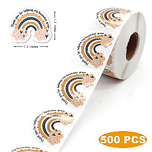Muminglong 1.5 Inch Thank You for Helping Rainbow Sticker,Thank You Sticker,Small Shop Sticker, Small Business, Handmade Sticker,Packaging Sticker, 500 PCS