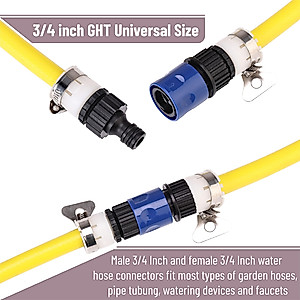 Bates- Garden Hose Quick Connectors, 4 Set, 3/4 Inch, Male and Female, Plastic Hose Connector, Garden Hose Quick Connect Hose Fittings, Water Hose Quick Connect Fittings, Quick Release Hose Connector