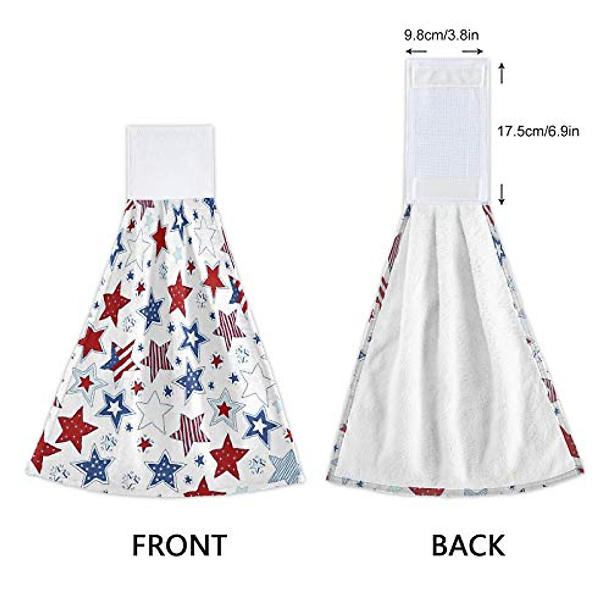 Independence Memorial Day Kitchen Hanging Towel Flag Patriotic 4Th of July Hand Bath Tie Towels Set 2 Pcs Tea Bar Dish Cloths Dry Towel 12 x 17 Inch Soft Absorbent Durable for Bathroom Decor