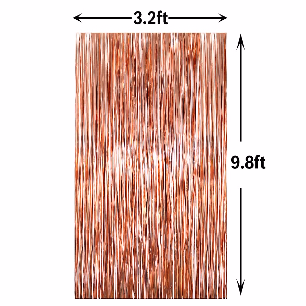 GOER 6.4 ft x 9.8 ft Metallic Tinsel Foil Fringe Curtains,Pack of 2 Party Streamer Backdrop for Birthday,Graduation Decorations and New Year Eve (Rose Gold)