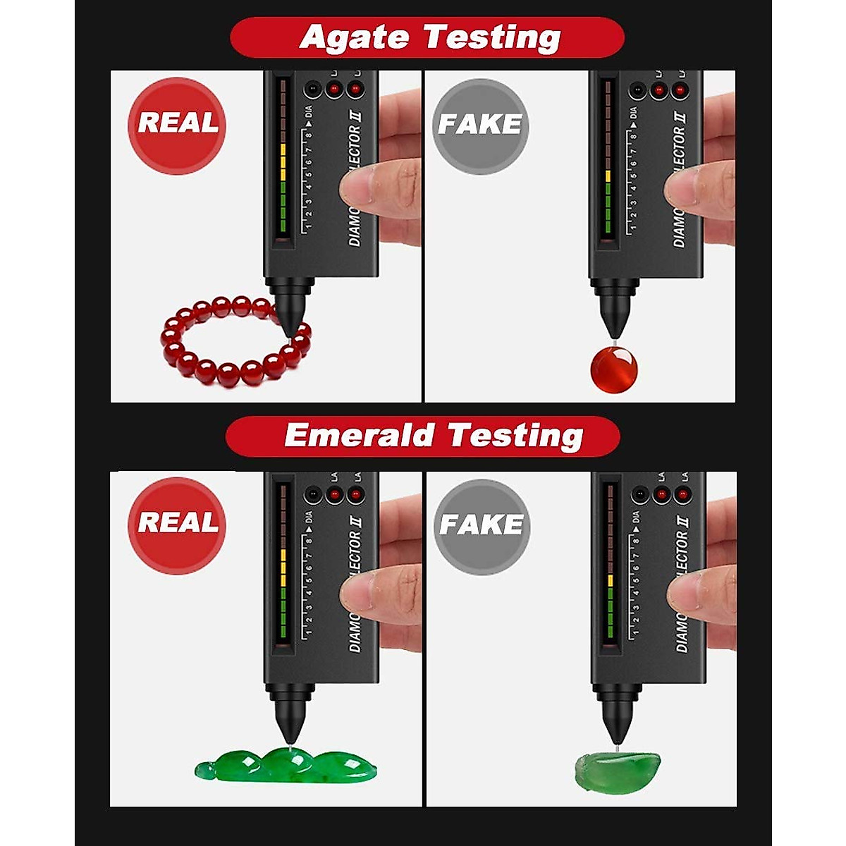 Diamond Tester,High Accuracy Diamond Tester Pen,Professional Diamond Detector for Novice and Expert(Black,Battery Included)