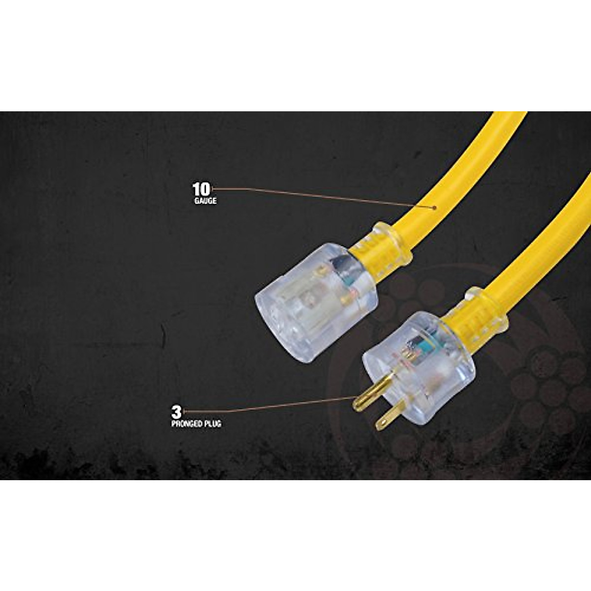 Coleman Cable 02687 10/3 Vinyl Outdoor Extension Cord with Lighted End 25-Foot