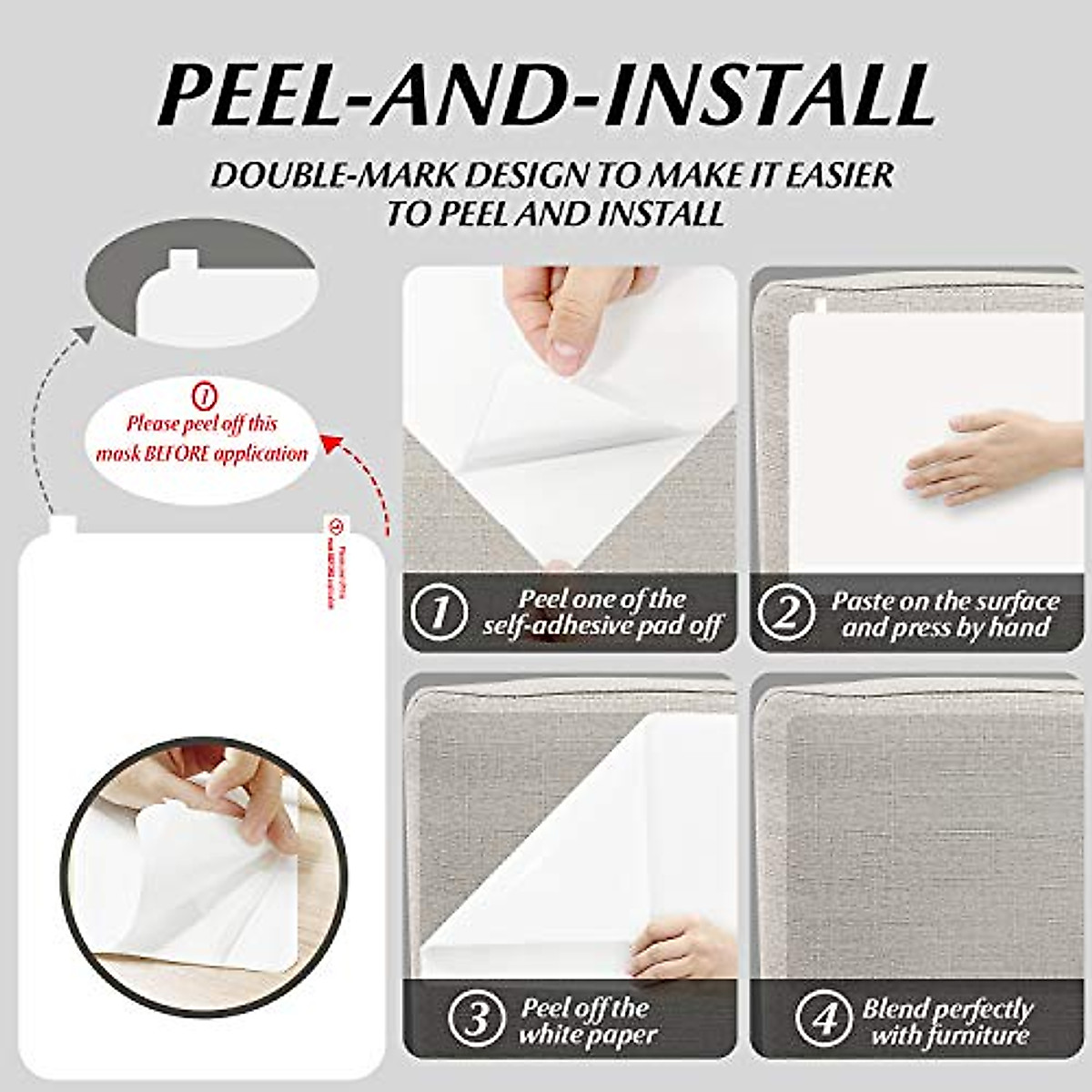 OIFIO Cat Couch Protector, Double Sided Clear Anti-Scratch Cat Deterrent Training Tape, 8 Pack larack Large Size and Pre Cut cat Furniture Protector for Your Home Protection, No pins,Residue Free