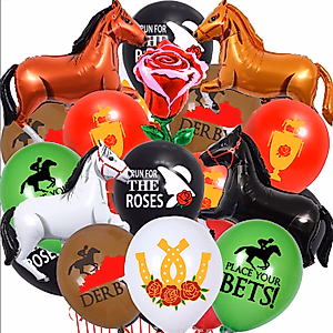 45 Pcs Kentucky Horse Derby Party Decorations Horse Racing Balloons Including Horse Latex Balloon Horse Rose Foil Balloon for Horse Racing Preakness Bridal Shower Party Decoration Supplies (black)