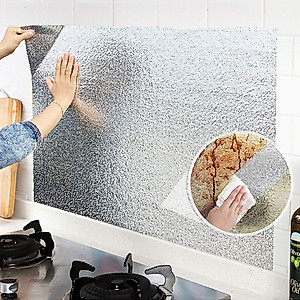 Livelynine Silver Contact Paper for Kitchen Oil Proof Waterproof Sticker Aluminum Foil Kitchen Wallpaper Backsplash Peel and Stick Self Adhesive Shelf Liners for Drawer Removable 15.8x78.8 Inch