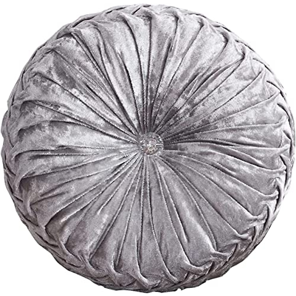 Aoruisen Grey Round Throw Pillow Velvet Round Pillows Cushion for Home Decoration Pleated Pumpkin Pillow for Home Decor Sofa and Car Throw Pillows 13.8 inch