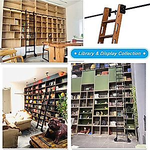 Library Sliding Ladder Rail Hardware Kit | Sliding Barn Door Hardware Kit Rolling Ladder Rail Sliding Rail Track Roller Closet Accessory for Loft/Home/Indoor (Size : 6.6ft/200cm Track Kit)