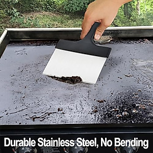 Griddle Cleaning Kit for Blackstone- Heavy-Duty Metal Scraper, 2 Grill Cleaning Blocks, and 6 Scouring Pads with Holder - Ultimate Flatop Maintenance Set