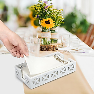 Guest Towel Holder Tray for Bathroom Napkin Holder Modern Disposable Hand Towel Holder Basket White Wooden Napkin Holder for Table Paper Rustic Bathroom Towel Tray Flat Wood Napkin Holder